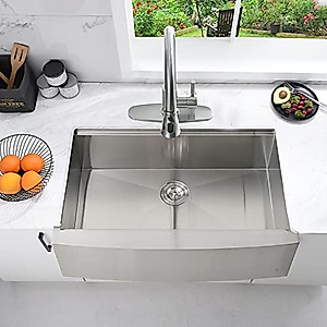 33 Inch Farmhouse Sink Workstation-Bokaiya 33x22 Stainless Steel Farm Sink Apron Front Workstation Kitchen Sink 16 Gauge Single Bowl Deep Kitchen Sink with Cutting Board