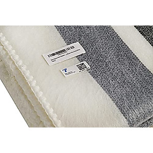 QISU Alpaca Wool Blanket Throw | Large, Beautiful, Warm, Stripe | 85 x 65 inches | Ultra-Soft, Hypoallergenic and Breathable | Non-Itchy or Scratchy Fabric (Brown Blue Grey White)