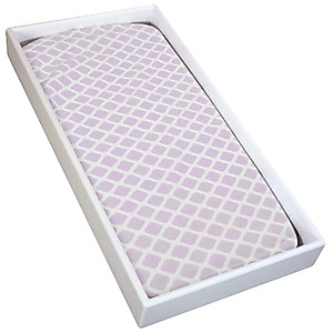 Kushies Changing Pad Cover for 1" pad, 100% Breathable Cotton, Made in Canada, Lilac Lattice