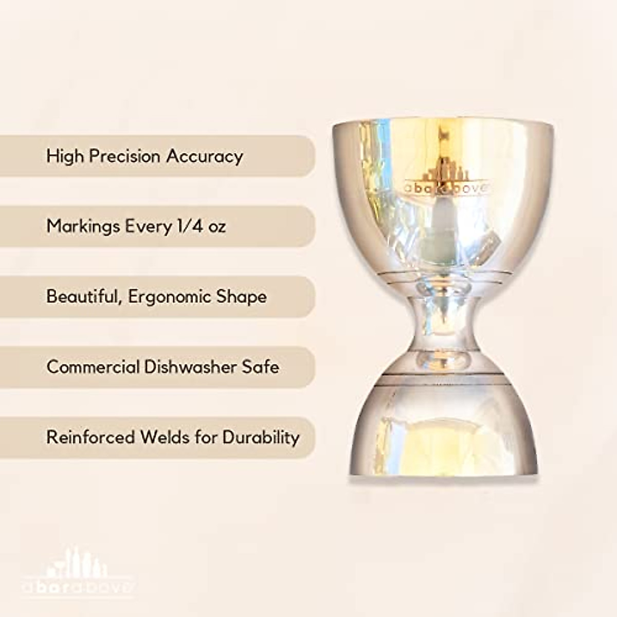 A Bar Above Premium Bell Jigger with 10 Measurements Inside - Professional & Heavy-Duty 304 Stainless Steel Cocktail Double Jigger for Bartending - Bar Tools For Measuring Cocktail Shots 1oz / 2oz