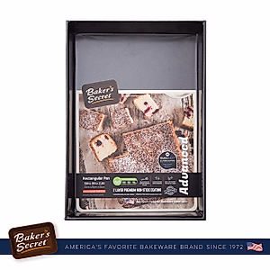 Baker's Secret Nonstick Roaster Pan 13" x 9", 0.9mmm Thick Carbon Steel Oven Roasting Pan with 2 Layers Food-Grade Coating, Non-stick Pan, Cookware Accessories - Advanced Collection