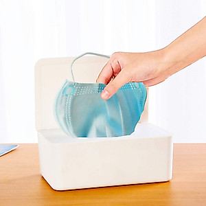 Wipes Dispenser Holder with Lid, Home Wet Tissue Case Storage Box Container Dustproof Holder for Home Office Desk(White)