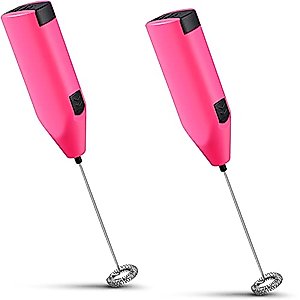 2 Pieces Hand-Held Electric Tumbler Stirrer, Electric Tumbler Mixer, Battery-Operated Epoxy Resin Stirrer, Hand-Held Coffee Frother Electric Tumbler Whisk for Coffee, Egg, Milk, Pink without Battery