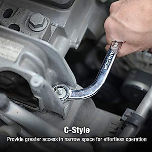 DURATECH Half Moon Box Wrench Set, Metric, 5-Piece, 8mm to 22mm, 12 Point, CR-V Steel, with EVA Foam Tool Organizer