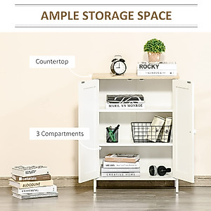 HOMCOM Storage Cabinet, Double Door Cupboard with 2 Adjustable Shelves, for Living Room, Bedroom, or Hallway, White