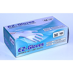 EZ Gloves Powder free Latex Gloves (Pack of 100) (Medium)