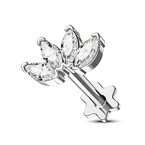 COCHARM Lotus Flower Helix Earring Stud Flat Back 16g Cartilage Tragus Earring stud for Women Cute Marquise CZ Helix Piercing Jewelry 6mm Internally Threaded Helix Stud Jewelry