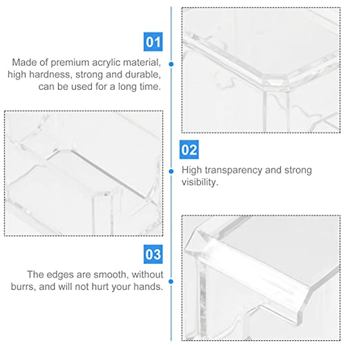 Housoutil Tea Organizer 2pcs Acrylic Tea Bag Boxes Reusable Tea Bag Organizer Square Coffee Bag Box Packets Small Items Sundries Containers for Kitchen Cabinets Countertops Pantry Transparent