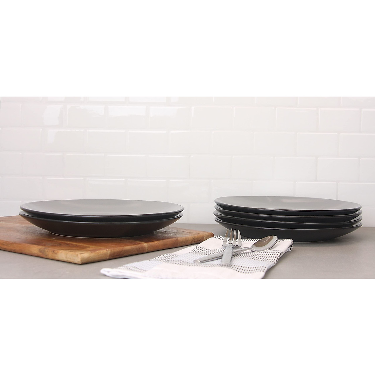 Two Tone Coupe 10.5” Dinner Plate Set Of 6, Black/Gray