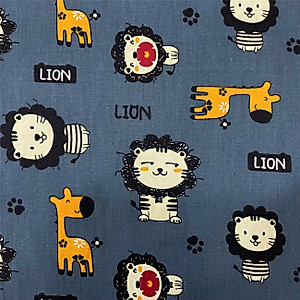 Lion Fat Quarters Fabric Bundles for Sewing Baby Boy Animal Fabric Cute Patterns Quilting Fabric for Kids 18" x 22" (6Pcs) SZRUIZFZ