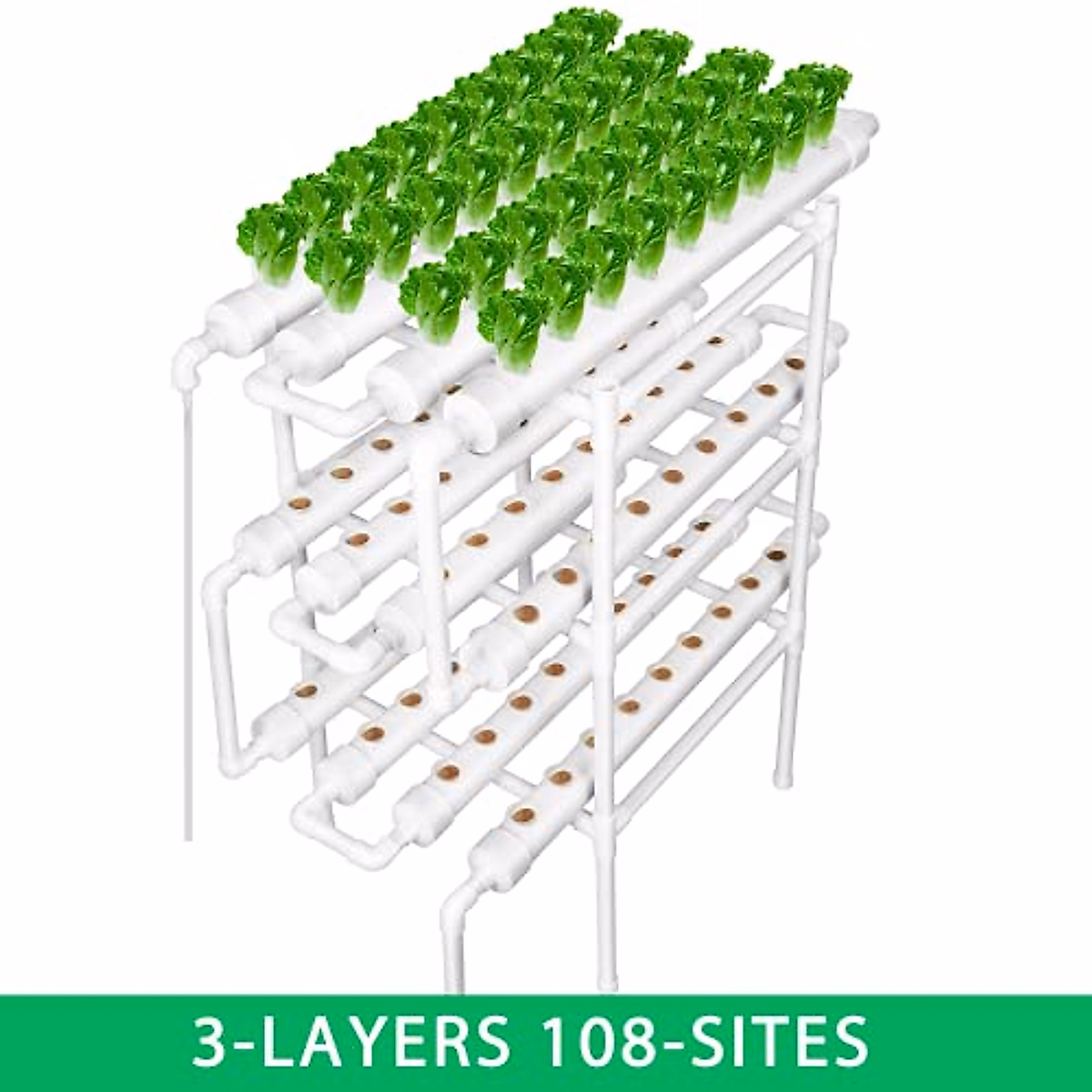 Ryan Hydroponic Grow Kit 3 Layers 108 Holes Plant Sites,Hydroponic Planting Equipment, Hydroponics Growing System, Vegetable Tool Grow Kit Includes Water Tube, Timer