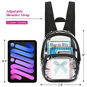 Mossio Clear Bag Stadium Approved, Heavy Duty Small Transparent Backpack For Boys, Girls, Adults Black