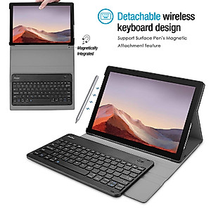 ProCase Keyboard Case for Surface Pro 7 (2019) /Pro 6 (2018) /Pro 5 (2017) /Pro 4 (2015) 12.3 Inch Tablet, Slim Lightweight Smart Cover with Magnetically Detachable Wireless Keyboard –Black