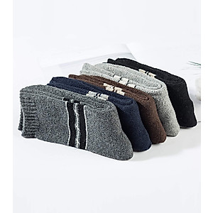ADFOLF Mens Warm Wool Socks Thick Winter Thermal Stripe Wool Crew Socks (Mix_2,stripeB)