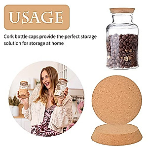 4 Pack Large Corks Lids 3.8-4.5 Inch Wood Jar Cork Lids Canning Lids Cork Bottle Lids Cork Lids Only for Kitchen Wedding Favor DIY Gift Baby Shower Canning Jars