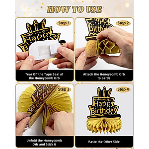 9 Pcs 60th Birthday Decoration for Men Women 60th Birthday Centerpieces for Tables Cheers to 60 Years Birthday Honeycomb Decor 1964 Birthday Table Topper Black and Gold 60th Birthday Party Favors