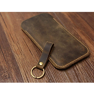 Distressed Brown leather iPhone 11 Pro Max sleeve/iPhone 6 7 8 plus case sleeve/iPhone X XR XS Max sleeve pouch - IP005S