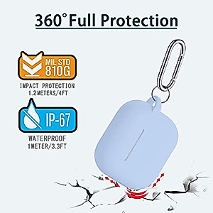 MHYALUDO AirPods 3 Case Cover, Soft Silicone Protective Case Skin for Airpods 3rd Generation 2021 Charging Case with Keychain，Front LED Visible-Sky Blue