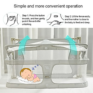 3 in 1 Baby Bedside Sleeper,Portable Crib,cosleeper for baby in bed,co sleeper bassinet attach to bed,breathable and visible mesh window,baby bed with rails,Easy to Assemble Cradle Stationary ( Color