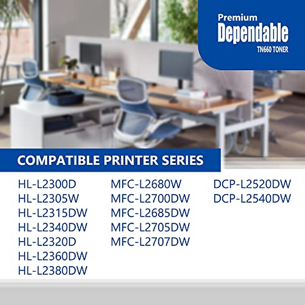 TN660 2 Pack High-Yield Black Toner Cartridge Twin Pack TN660 2PK Replacement for Brother TN6602PK TN-660 TN630 TN-630 (TN6602PK)