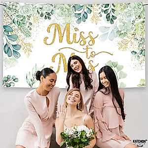 KatchOn, Green Miss to Mrs Banner - XtraLarge, 72x44 Inch | Miss to Mrs Backdrop for Green and Gold Bridal Shower Decorations | Bridal Shower Backdrop, Bachelorette Party Decorations, Miss to Mrs Sign