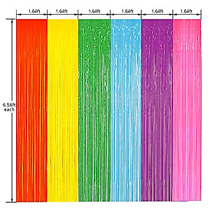 Cinco de Mayo Decorations, Rainbow Fringe Bckdrop Fiesta Taco Themed Streamer Backdrop for Mexican Dia De Los Muertos Spain Taco Birthday Party Decorations (3 Pack)