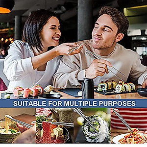 Metal Chopsticks Stainless Steel Reusable Chopsticks 18/8 Cute Laser Engraved Non-slip Korean Japanese Chinese Chopsticks,18/8 Stainless steel Dishwasher Safe for Cooking Eating 9 1/4 Inches 5 Pairs