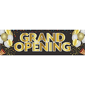 Grand Opening Banner, New Store Grand Opening Sign and Rope, Oxford Cloth Grand Opening Party Supplies, Large Advertising Opening Backdrop Decor for Shop Garden Outdoor Ceremony (Classic Style)