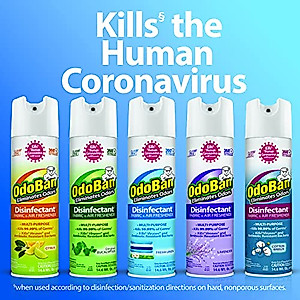 OdoBan Ready-to-Use 360-Degree Continuous Spray Disinfectant and Harsh Aroma Eliminator, Fabric and Air Freshener, 3 Pack, 14.6 Ounces Each, Fresh Linen Scent