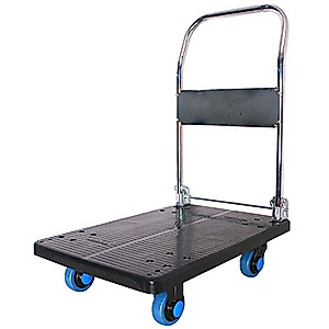 Portable Folding Handcart Folding Platform Truck Heavy Aluminum Duty Moving Platform Cart And Dolly Push Cart Collapsable Hand Cart Multi Function Folding Handcart ( Color : Black , Size : 72X46CM )