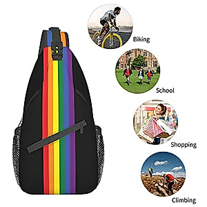 MANQINF Funny Rainbow Lgbt Gay Pride Sling Bag Crossbody Backpack for Men Women Lgbt Sling Backpack Hiking Daypack