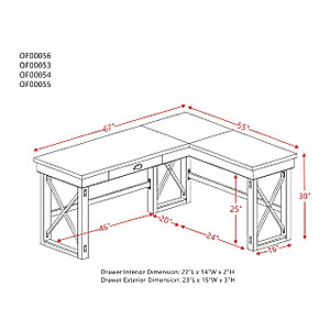 Knocbel Industrial L-Shaped Writing Desk with Storage Drawer and Lift Top, Home Office Workstation Corner Table Computer Desk, 67" L x 55" W x 30" H (Weathered Gray)