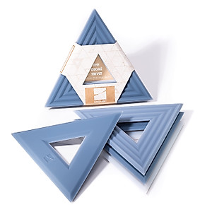 The Degrē Trivet (Indigo Wash, Set of 3) by LINE+ARC. Potholder, 10mm Thick & Heat Resistant to 500F. 100% Food-Grade Silicone, Dishwasher Safe, Stain-Resistant. Modern Geometric Mid Century…