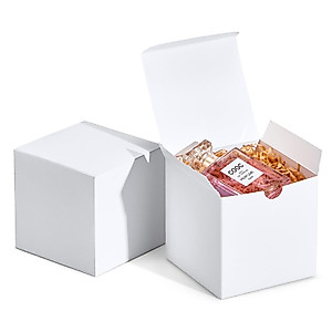 MESHA 4x4x4'' White Gift Boxes 50 PC Small Gift Boxes Bulk with Lids, Kraft Paper Gift Boxes for Presents, White Bridesmaid Proposal Box, Favor Boxes, Small Boxes for Packaging