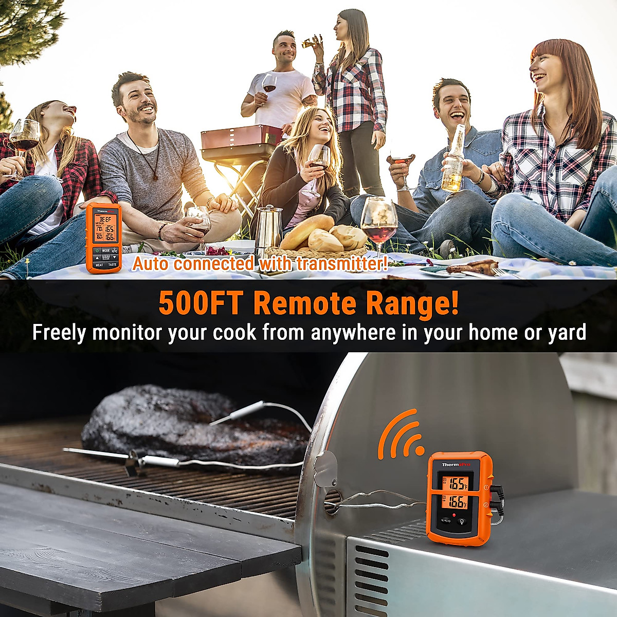 ThermoPro TP20 Wireless Meat Thermometer +ThermoPro TP99 Hard Carrying Case Storage