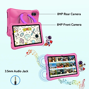 UMIDIGI Kids Tablet, Android 13 Tablet for Kids, 10.1 inch G2 Tab Kids, 8(4+4) GB RAM 64GB ROM Up to 1TB, Children's Tablet with Parental Control, BT 5.0, WiFi 6, Learning Tablet for Kids (Pink)