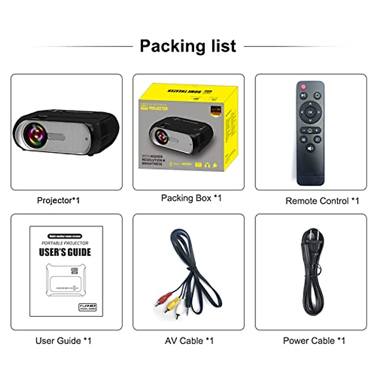 Mini Projector Portable Projector Compatible with HDMI/VGA/AV/DVD/USB/Headphone Jack/Laptop/ iOS & Android Apartment Must Haves Electronics Tech Gadgets Birthday Gifts for Men Personalized Gifts