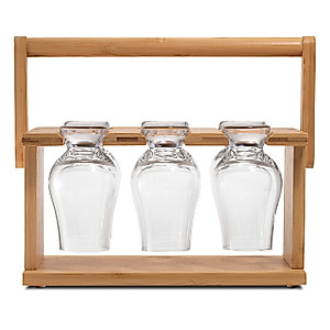 CairnCaddy Acacia Hardwood Whiskey Glass Holder - Carrier and Drying Rack for Whisky Tasting Glassware