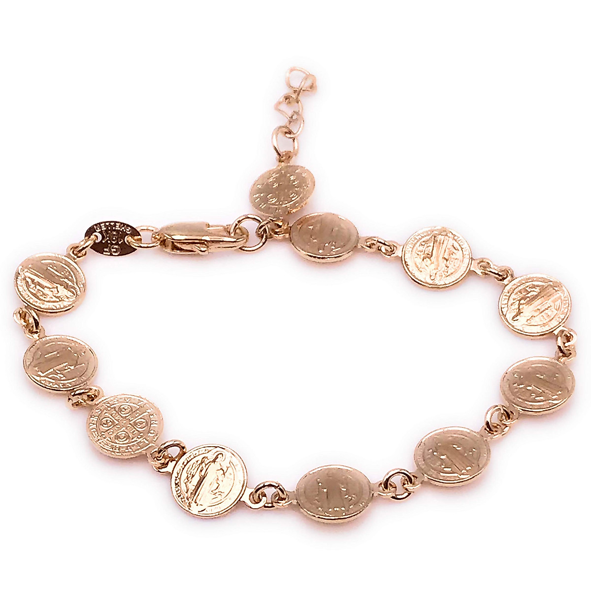 Art & Designs by AA Blessing Religious Bracelet Saint Benedict Gold Metal Charms Protection Jewelry