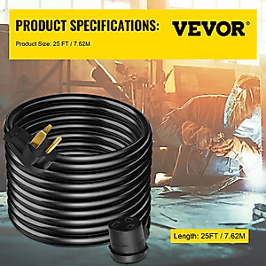 VEVOR Welder Extension Cord 30Amp 25ft 250V, Welding Power Cord with NEMA 6-50 Plug 10 Gauge 3 Prong for MIG Lincoln Plasma Miller TIG