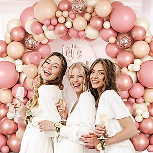 Anjerlfu 150pcs Blush Pink Balloon Arch Garland Kit, Dusty Pink Nude Ivory White Rose Gold Balloons for Boho Baby Shower Wedding Bachelorette Bridal Shower Birthday Party Decorations