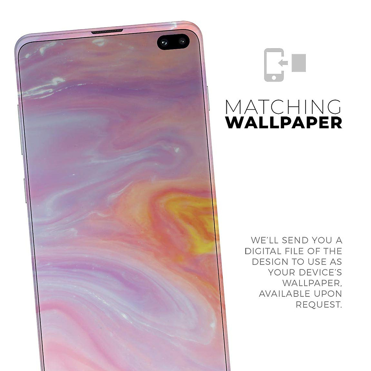 DesignSkinz Marbleized Pink and Purple Paradise V2 Protective Vinyl Decal Wrap Skin Cover Compatible with The Samsung Galaxy S20 (Screen Trim & Back Glass Skin)