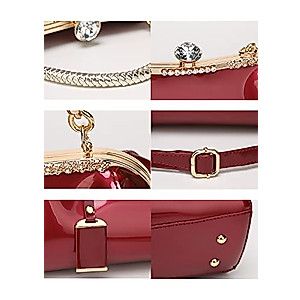 YAQUNICER Tote Bag Patent Leather Handbag for Women Top Handle Evening Bag Wedding Retro Purse-White