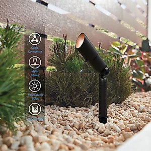 GOODSMANN 8PK Low Voltage Landscape Lighting Kits 8PK Floodlight & Spotlight 3W LED 200 Lumen Replaceable Bulbs 3000K Warm White 12V AC Tree Lights Garden Up Light Hardwired Lighting Cable Connectors