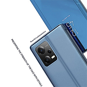 Ephoou Compatible with Xiaomi Redmi Note 12 5G Flip Case for Women, Luxury Clear Vanity Mirror Slim Shockproof 360° Full Body Protective Case for Xiaomi Redmi Note 12 5G/ Poco X5. JM-Black