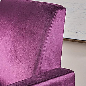 Great Deal Furniture Arvin Modern Velvet Push Back High Leg Recliner with Stainless Steel Legs, Eggplant and Silver