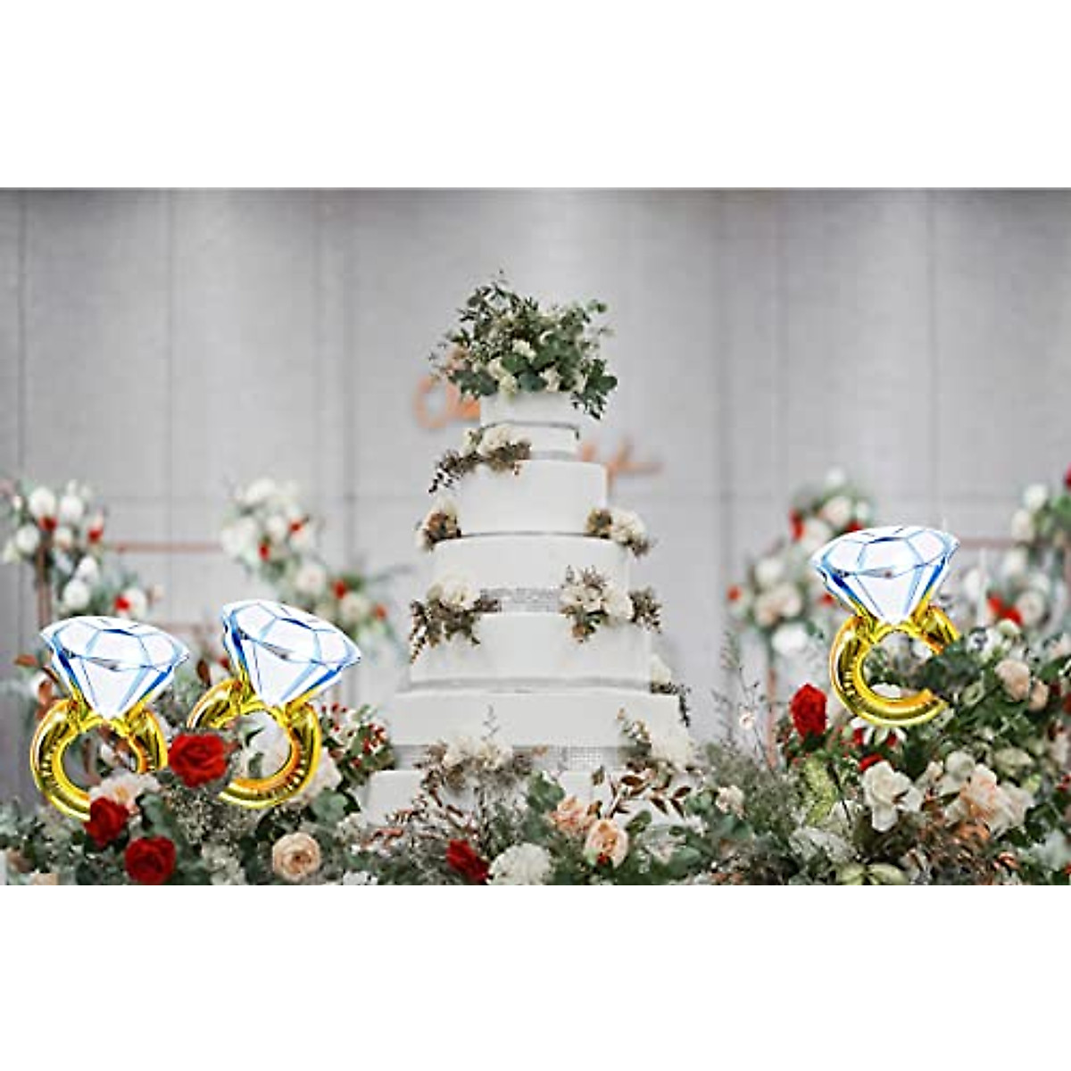2Pcs Diamond Engagement Mylar Balloons,Marriage Engagement,Wedding Bridal Shower Party Supplies.