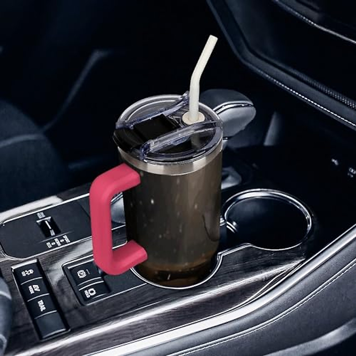 LLUTSNTH 40 Oz Vacuum Tumbler with Light Rose Red Handle Leakproof Insulated Tumbler Cute Dachshund Stainless Steel Travel Mug with Lid And Straw Coffee Cup Cute Water Bottles Cup Holder Friendly