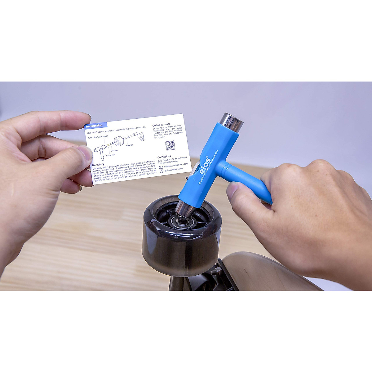 ELOS Skateboards Mounting Hardware Set (9 Screws and 9 Nuts) with All-in-one Skate Tool Bundle