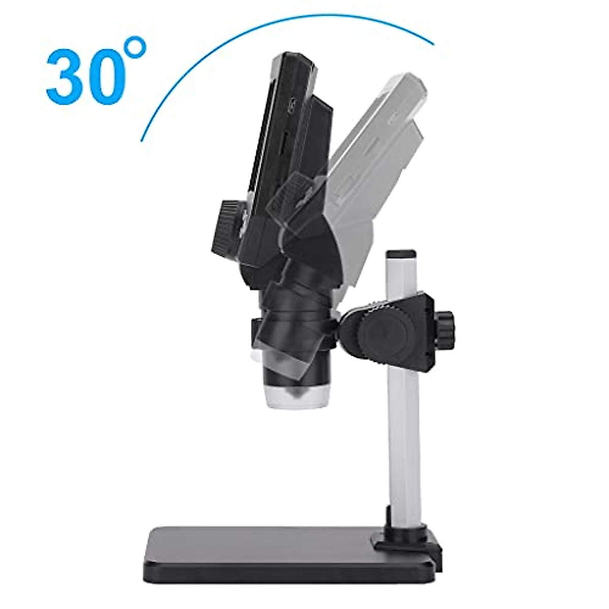 LXXSH Professional Digital Electron Microscope 4.3 Inch Large Base LCD Display 8MP 1-1000X Continuous Amplification Magnifier (Color : Silver, Size : Metal)